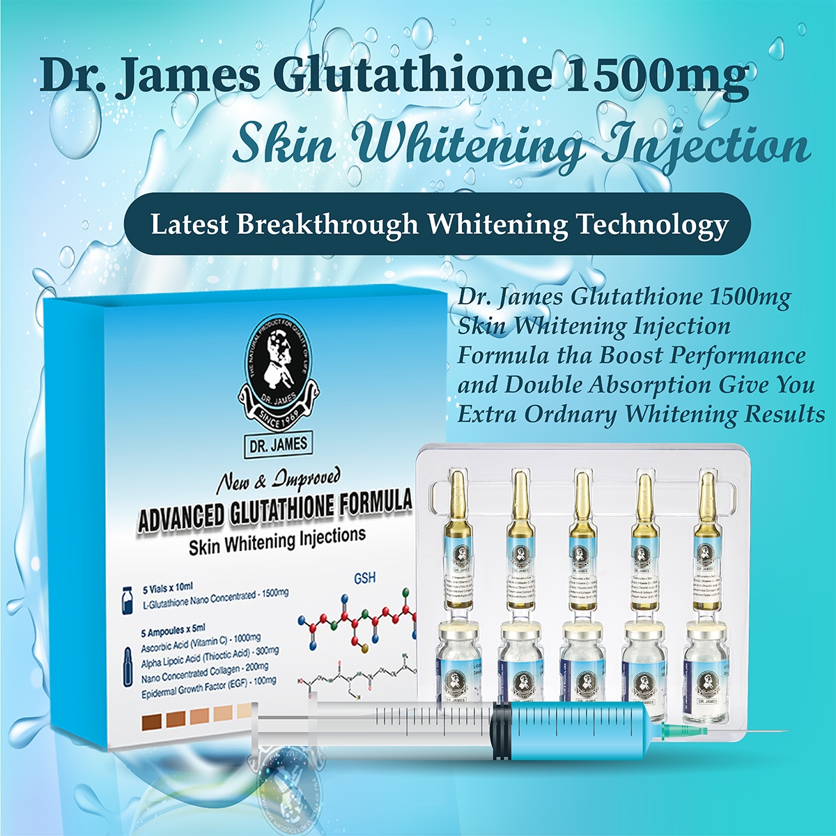 Dr. James Glutathione 1500mg Skin Whitening Injection| Glutamart